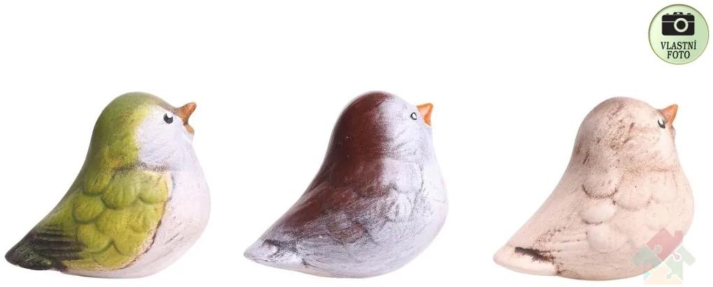 Ptáček z keramiky Popis: Ptáček s hnědo černou hlavičkou Ctirda
