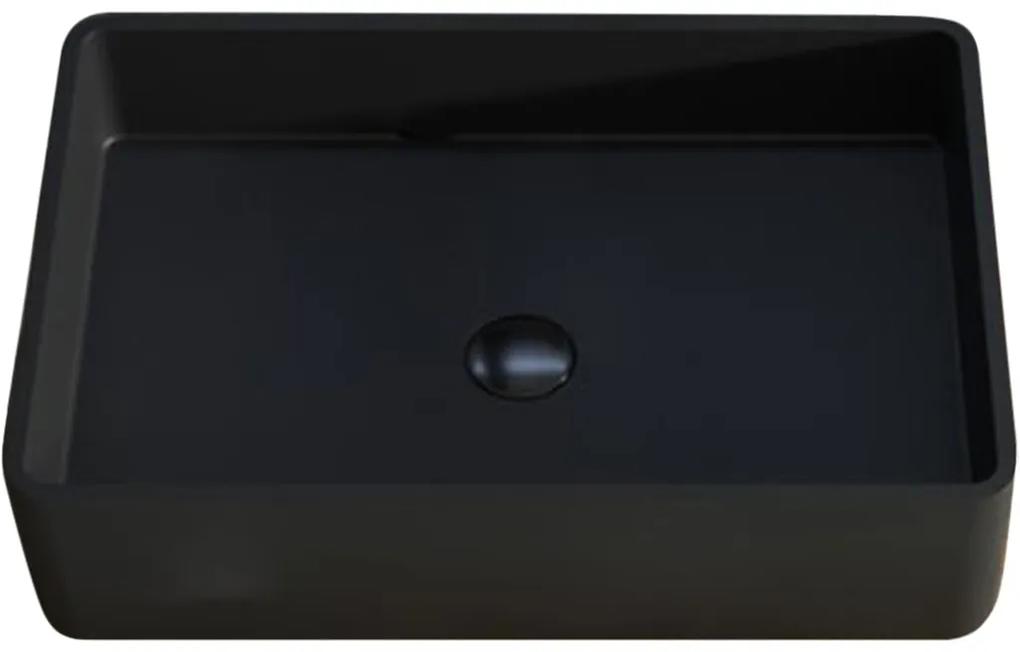 CERANO - Umyvadlo na desku z litého mramoru Lacerta - černá matná - 60x40 cm