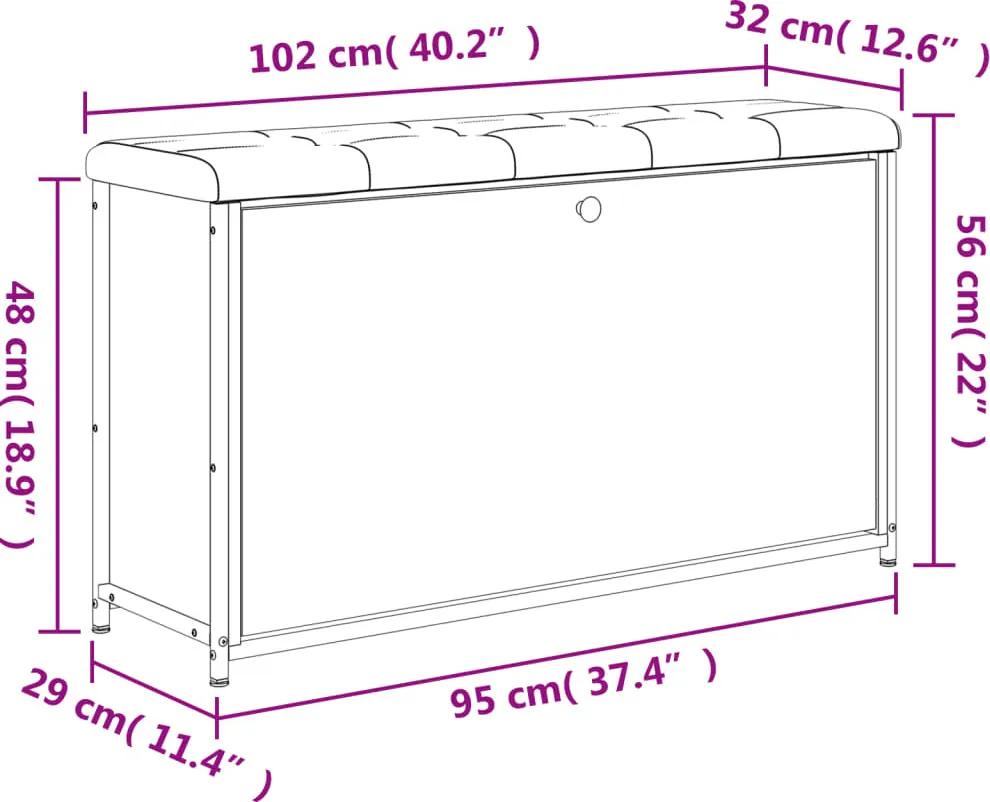 vidaXL Botníková lavice s výklopnou zásuvkou 102x32x56 cm [835128] Barva: Černá