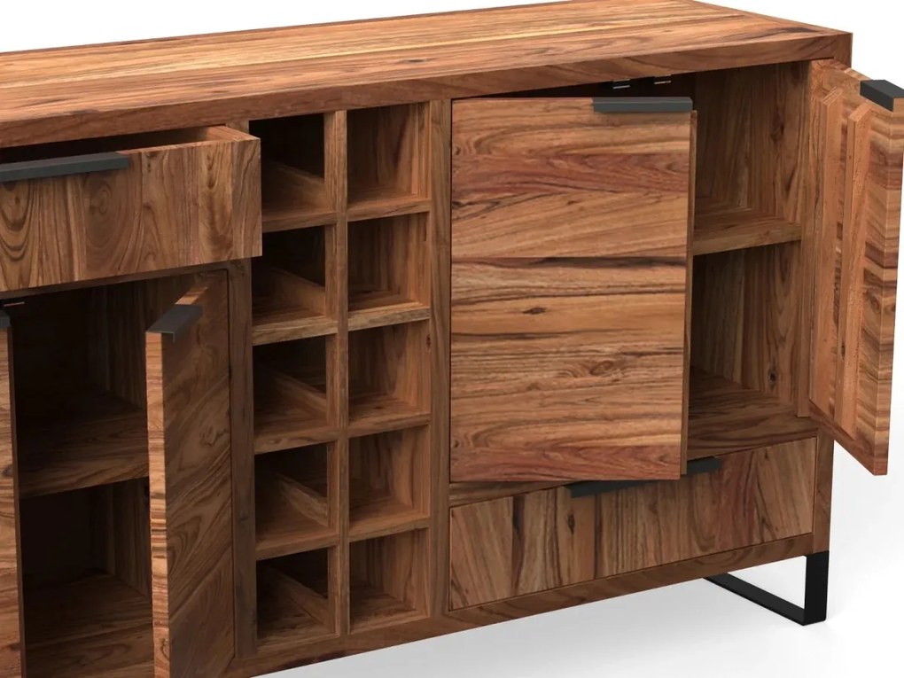 furniture-nabytek.cz - Masivní příborník Sidora z akácie, lakovaný, hnědý – 160×45×84 cm