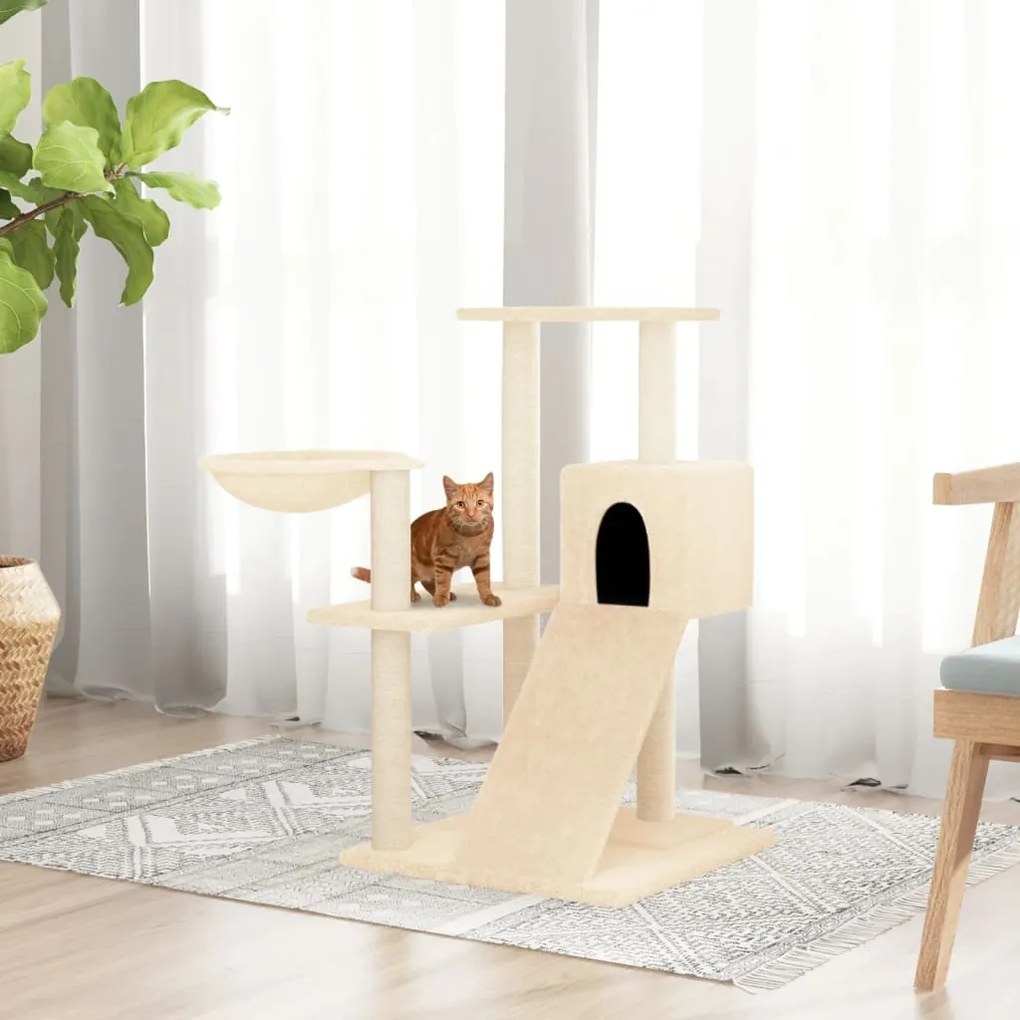 Škrabadlo pro kočky se sisalovými sloupky krémové 82 cm 171666