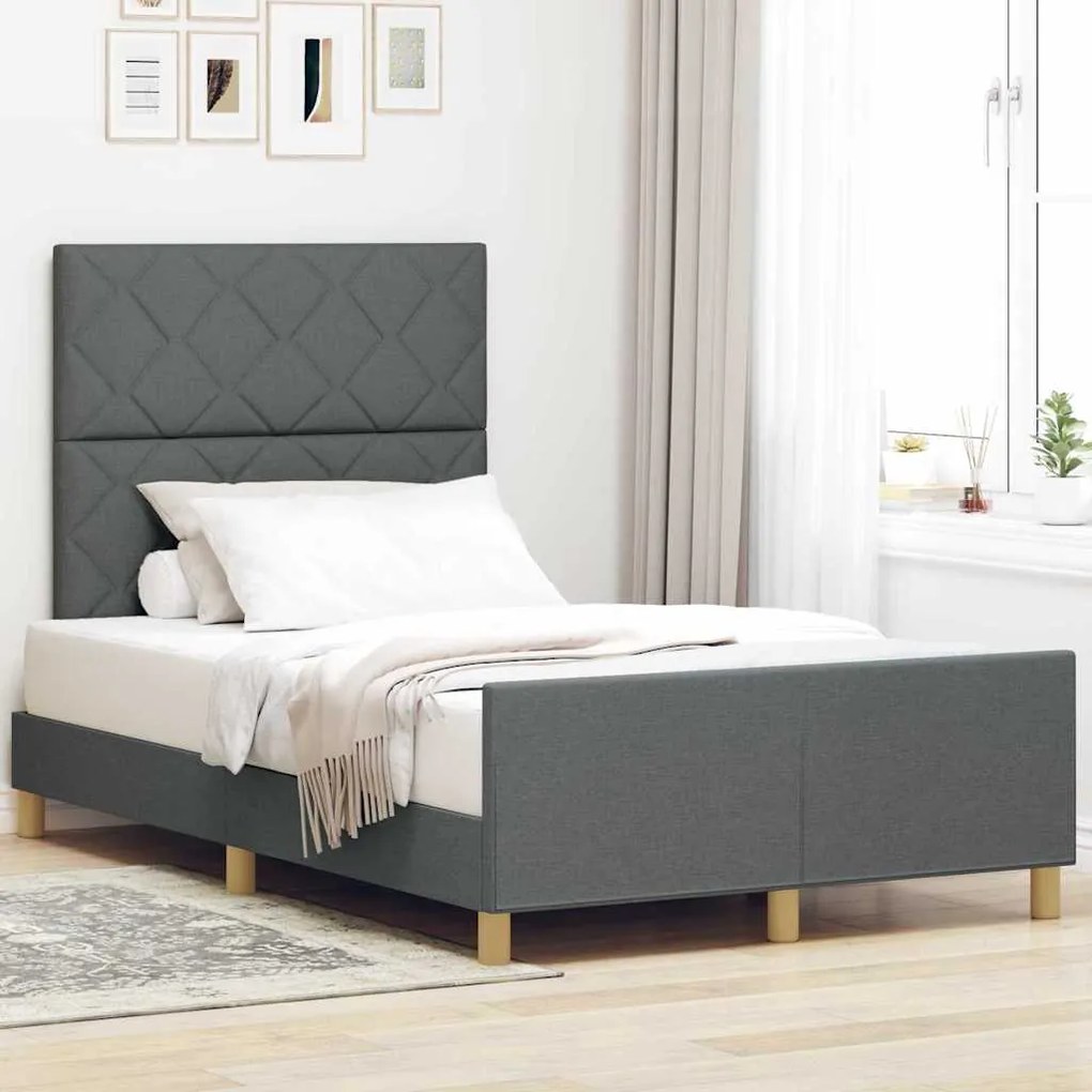 Rám postele s čelo Tmavě šedá 120 x 190 cm textil 3344789