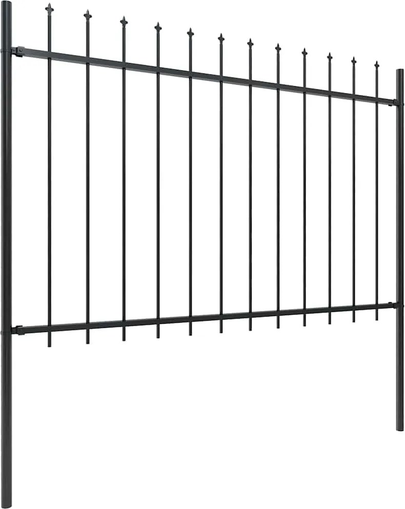 Zahradní plot s kopím nahoře ocelový 1673 x 120 cm černý 277629