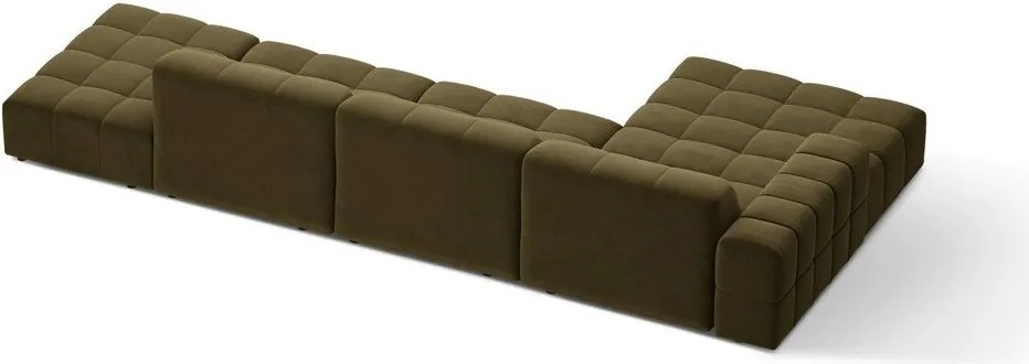 Khaki sametová rohová pohovka (levý roh/s lenoškou) Chicago – Cosmopolitan Design
