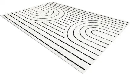 Moderní koberec MODE 8494 geometrická krémová / černá velikost 140x190 cm | krásné koberce cz