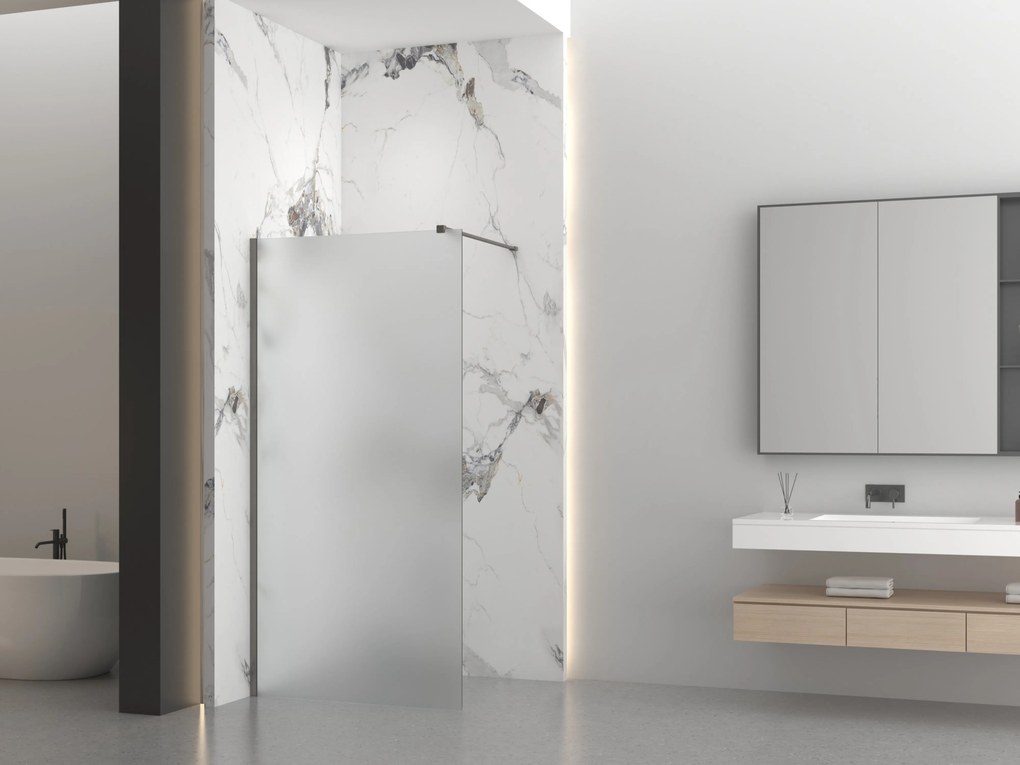 Erga Paris, sprchová zástěna Walk-In 150x200 cm, 8mm sklo námraza, grafitový profil, ERG-V02-PARIS-150x200-FR-GG