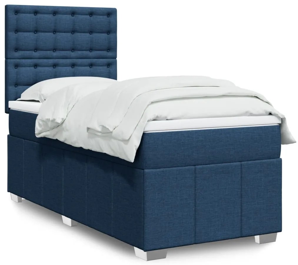 Box spring postel s matrací modrá 90x200 cm textil 3291571