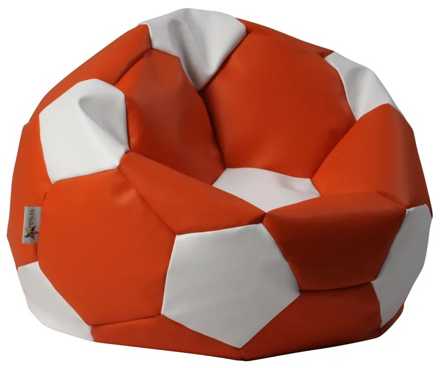 ANTARES Euroball medium - Sedací pytel 65x65x45cm - koženka oranžová/bílá