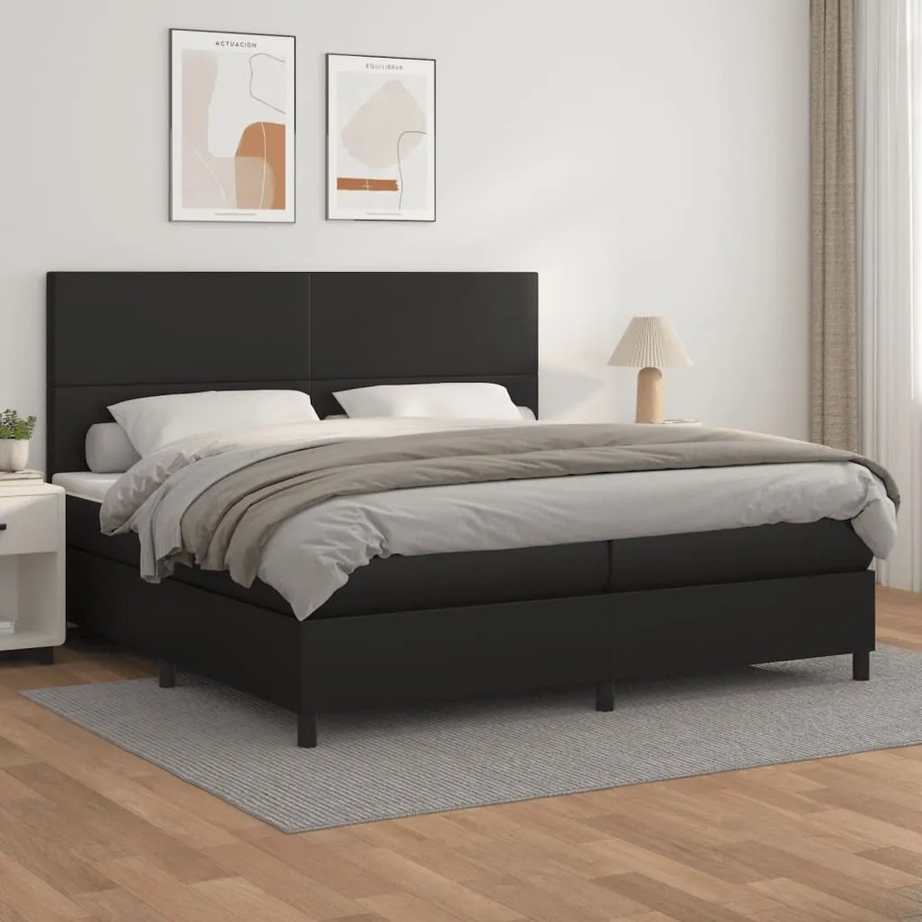 Box spring postel s matrací černá 200x200 cm umělá kůže