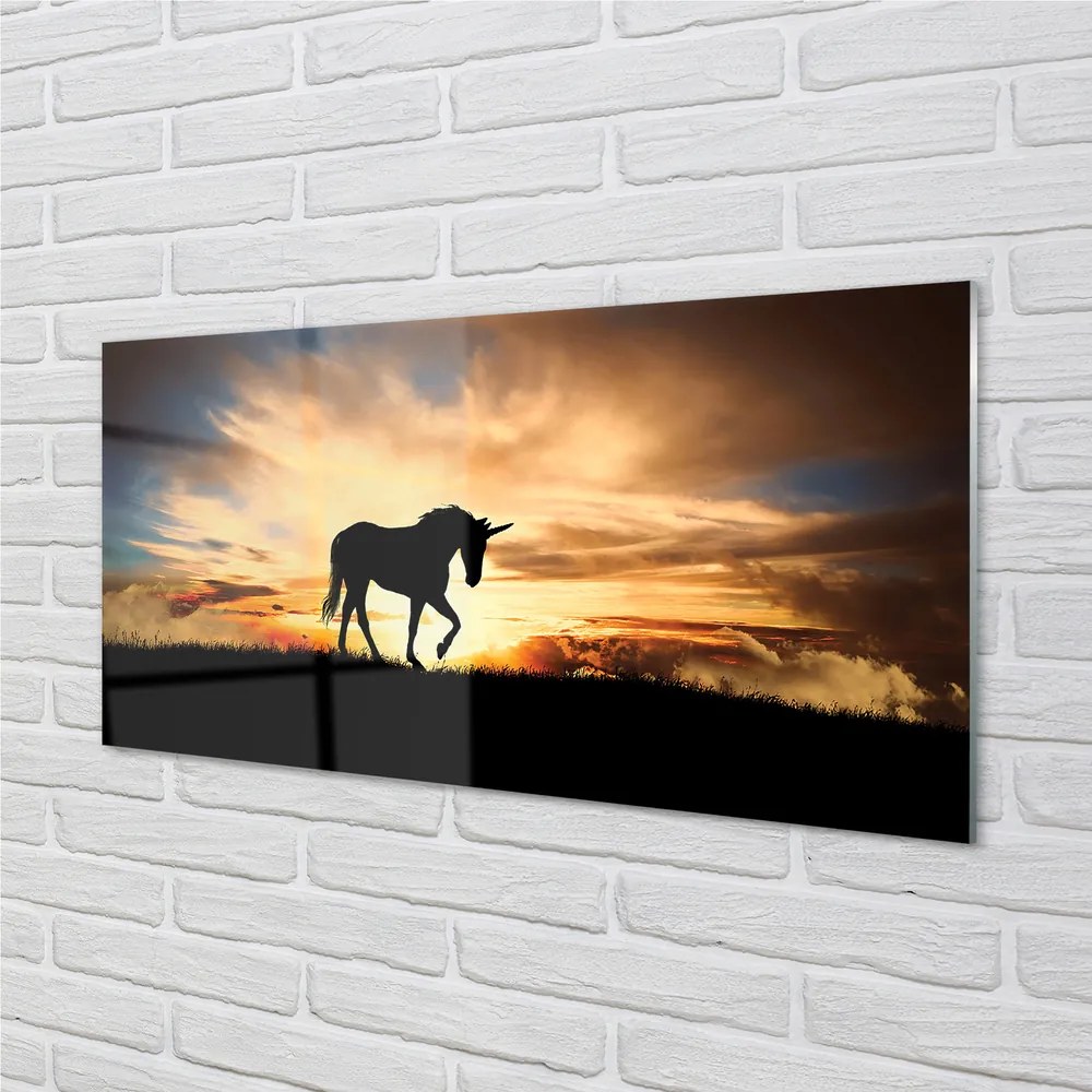akrylový obraz Unicorn sunset 140x70 cm