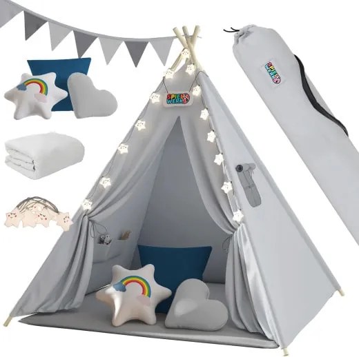 Deuba Dětský stan Teepee 160x130x130cm - šedý