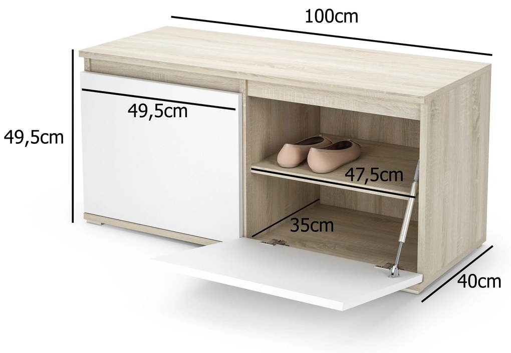 Eka Předsíňová stěna s čalouněnými panely Trinity 22 - Dub Artisan s černou / Černá 2316