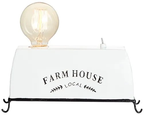 Stolní lampa FARM LIFE 1 x E27, černo-bílá, integrovaný vypínač