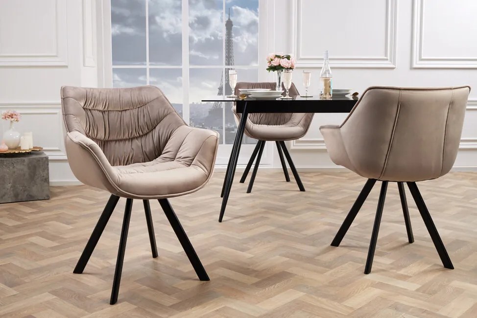 Designová jídelní židle Miramar Style šampaňská samet