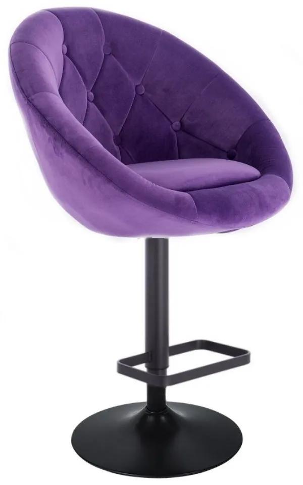 Barová židle VERA VELUR na černém talíři - fialová