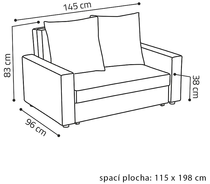 Pohovka ASTRA II | 145 cm | rozkládací + úložný prostor | VÝBĚR TKANIN