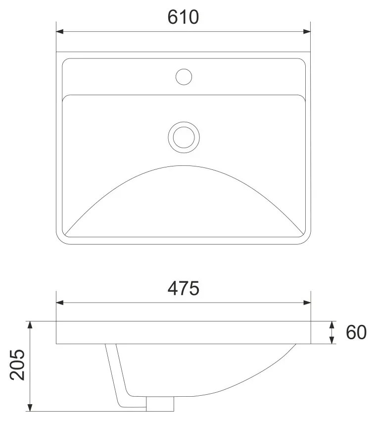 Mereo Siena koupelnová skříňka s keramickym umyvadlem 61 cm antracit mat CN430