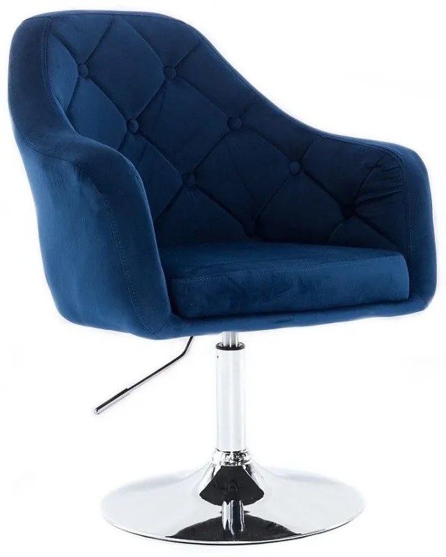 LuxuryForm DESIGN Otočné křeslo ANDORA VELUR na stříbrném talíři - modré