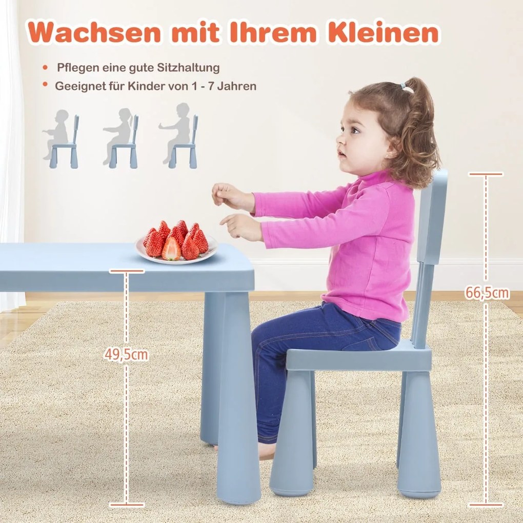 Costway 3 PCS. Kindersitzgruppe Kindertisch mit 2 Stühlen Kindermöbel aus