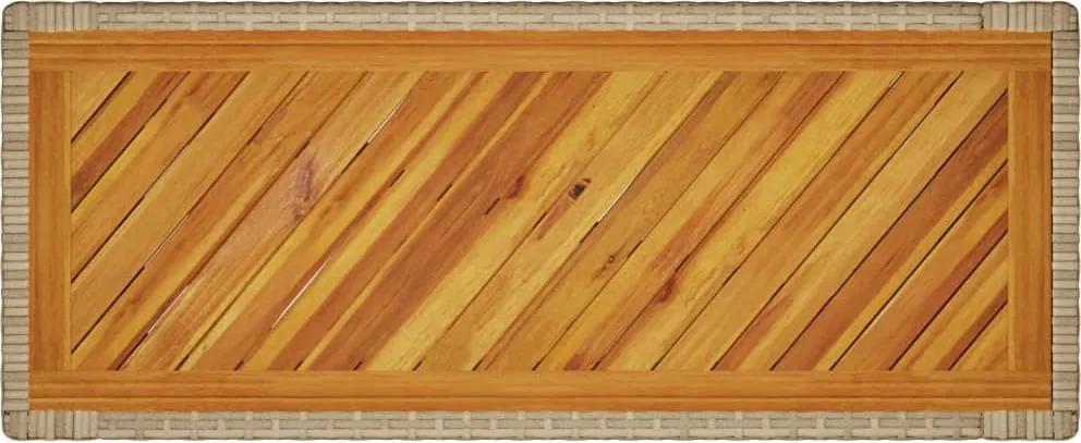 vidaXL Zahradní stůl s dřevěnou deskou 100 x 40 x 75 cm polyratan [366308] Barva: Béžová