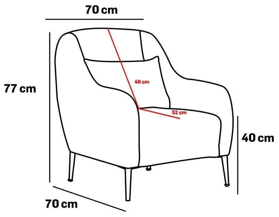 Atelier del Sofa 1-místná pohovka - křeslo Simena - Beige, Béžová, Zlatá