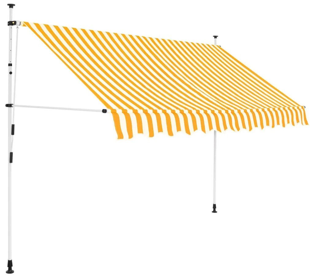 Ručně zatahovací markýza - žluto-bílé pruhy | 250 cm