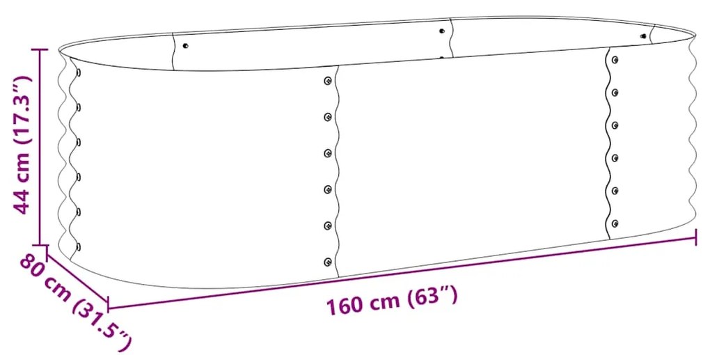 vidaXL Marketos Vyvýšený záhon 160 x 80 x 44 cm pozinkovaná ocel šedý