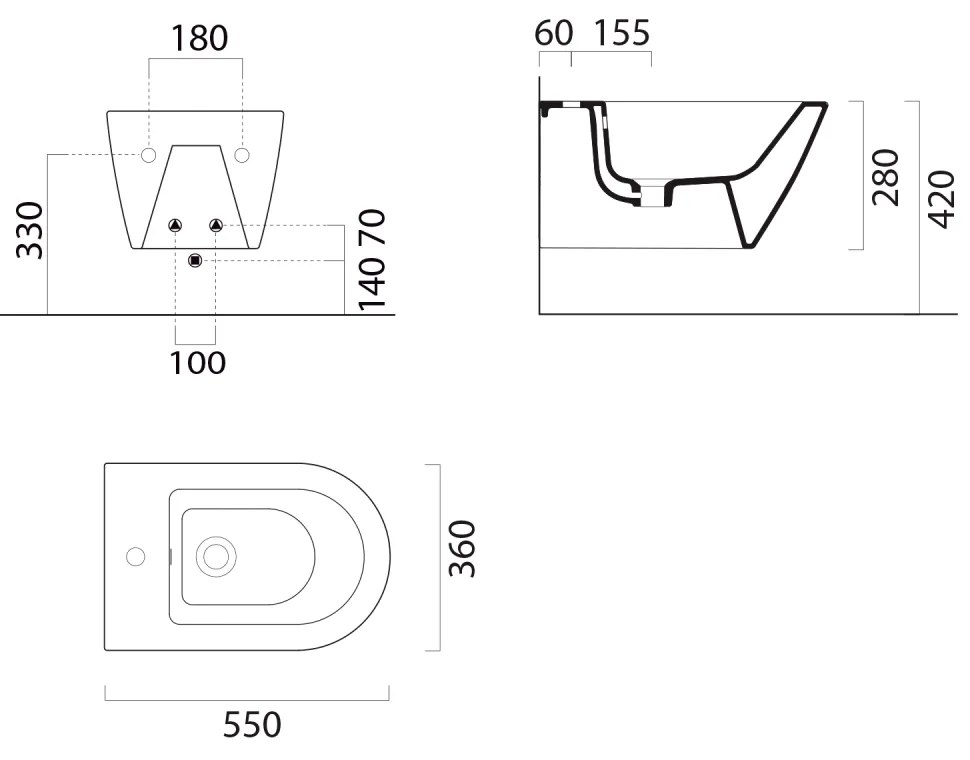 GSI KUBE X bidet závěsný 36x55cm, černá mat 9465126