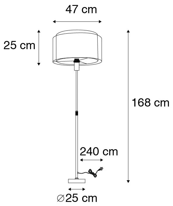 Stojací lampa z oceli s černým a bílým stínítkem 47 cm nastavitelná - Parte
