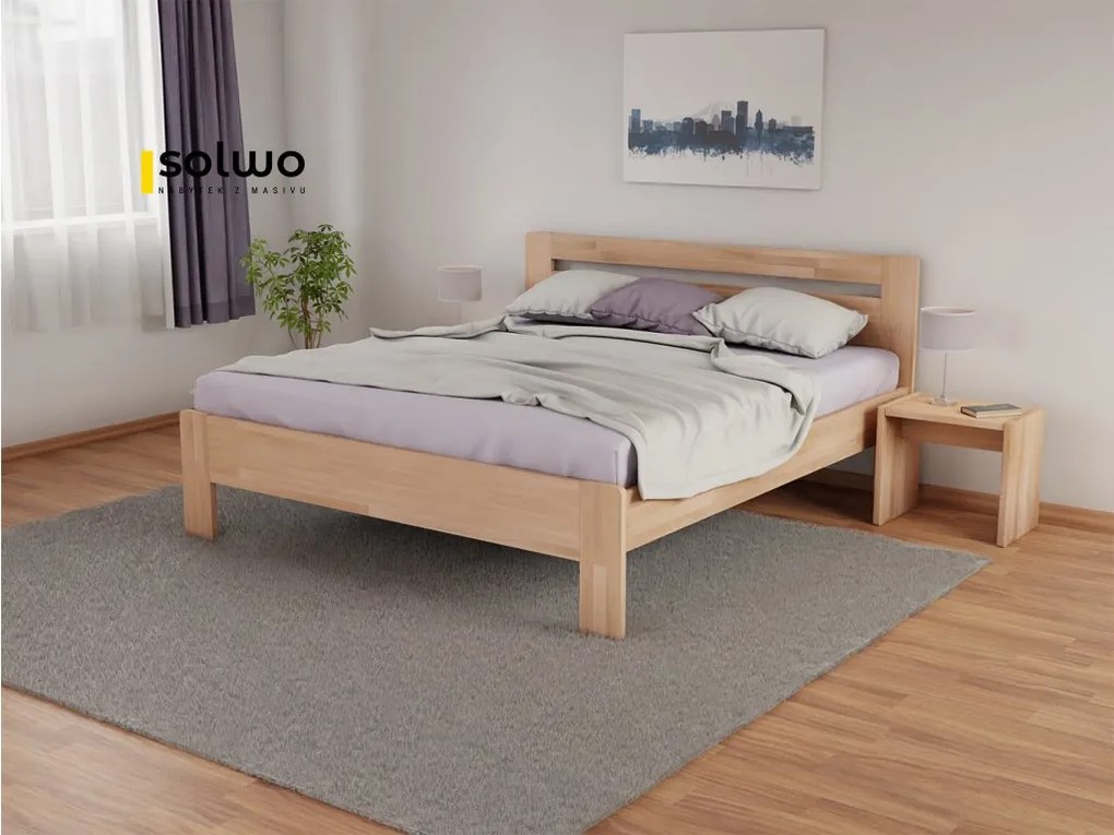 Masivní postel ANGELIKA - Solwo Design Materiál: Buk cink, Barevne provedení: Olejování přírodní 101/201, Specifikace: 220x200