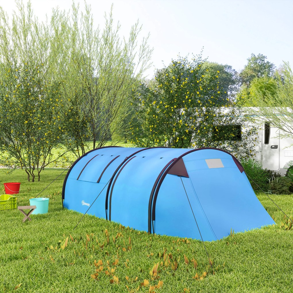 Outsunny rodinný stan pro 3 osoby — skládací, lehký stan s dveřmi, okny a háčkem, přepravní vak, voděodolnost 3000 mm vodního sloupce, 470 x 220 x 15…