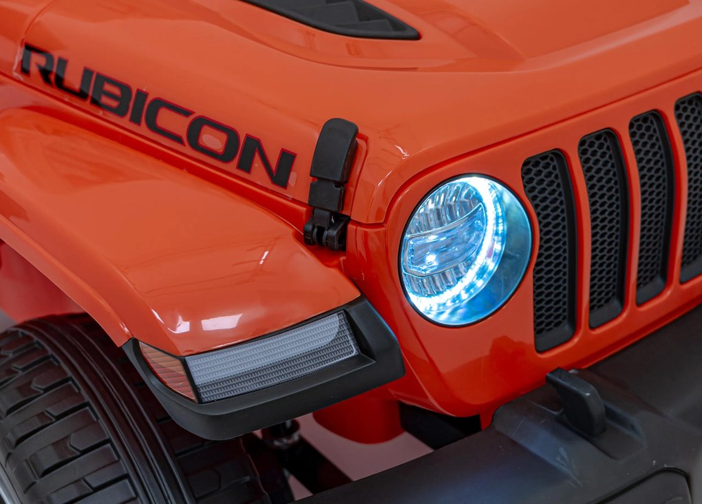 Ramiz Elektrické auto Jeep Wrangler Rubicon pro děti Oranžové + dálkové ovládání + MP3 LED rádio + EVA kola