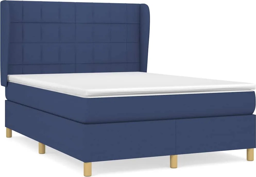 Box spring postel s matrací modrá 140x190 cm textil 3128523
