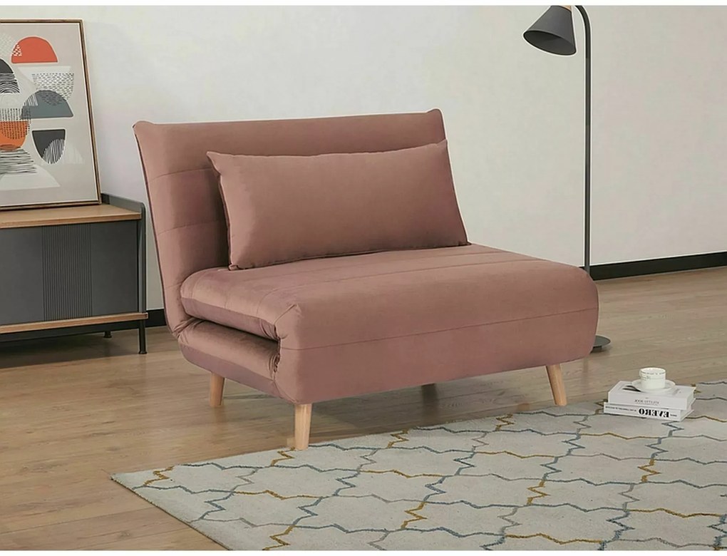 Růžové rozkládací křeslo SPIKE VELVET