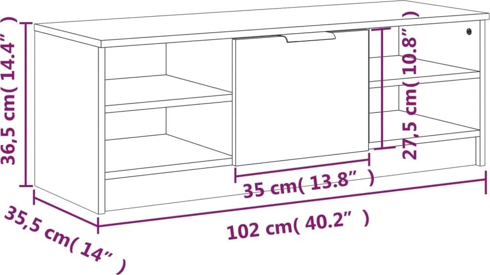 vidaXL TV skříňka 102 x 35,5 x 36,5 cm kompozitní dřevo [817086] Barva: kouřový dub