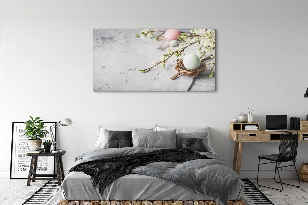 akrylový obraz květiny vejce 140x70 cm