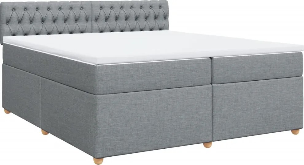 Box spring postel s matrací světle šedá 200 x 200 cm textil 3286794