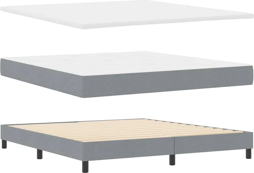 Postel s boxspringem s čelo Světle šedá 180 x 200 cm textil 3340038