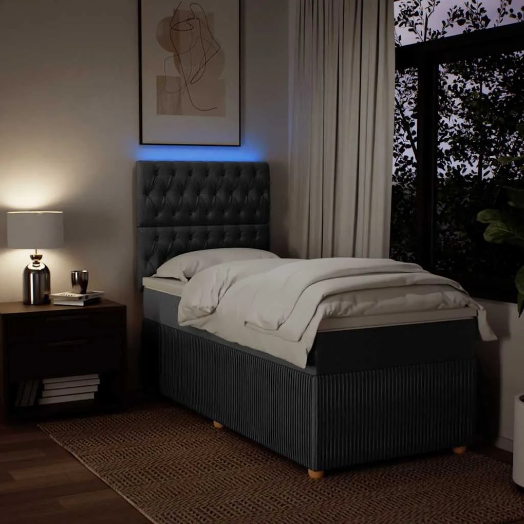 Box spring postel s matrací tmavě šedá 80 x 200 cm textil 3294191