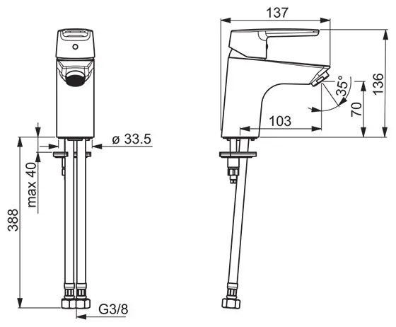 Hansa Umyvadlová stojánková páková baterie HANSAPOLO bez výpusti 51422293