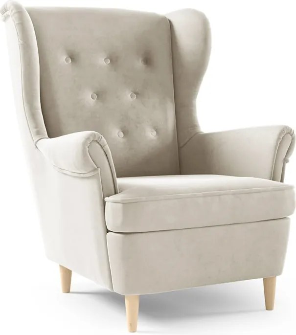 Eka Křeslo ušák LINO Výběr nohou: Bílé, Barva látky: Smaragdově zelená (Riviera 38)