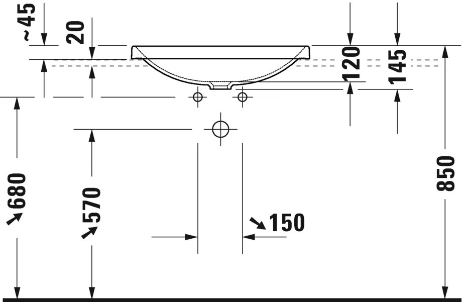 Duravit D-Neo - Vestavné umyvadlo 600 x 435 mm, bez přepadu, bílá 0358600079