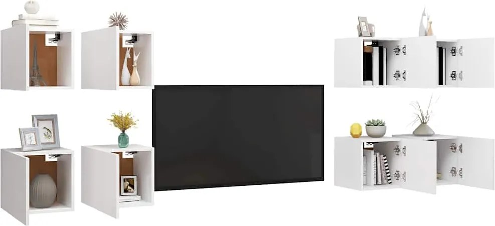 Nástěnné TV skříňky 8 ks bílé 30,5 x 30 x 30 cm 3078739