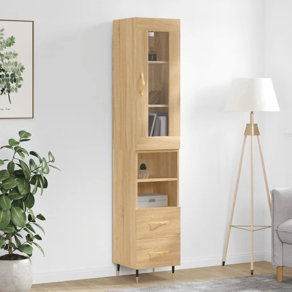 vidaXL Skříň highboard 34,5 x 34 x 180 cm kompozitní dřevo [3199285] Barva: dub sonoma