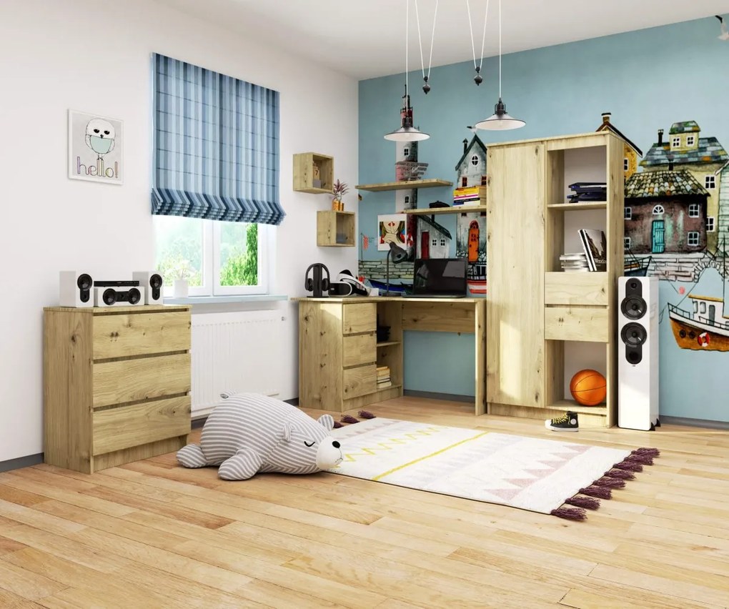 Rohový psací stůl B16 124 cm dub artisan levý