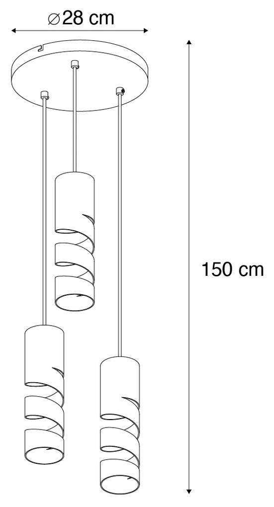 Moderní závěsné svítidlo černé 3-světelné - Stream