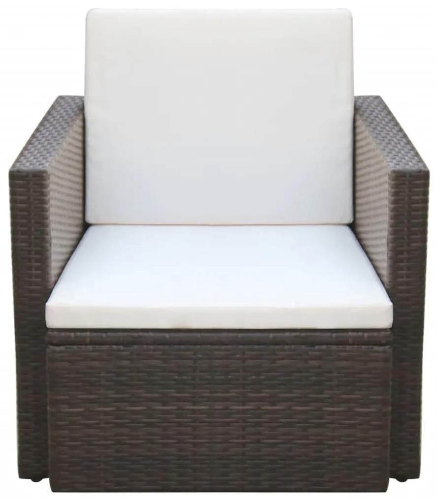 Zahradní židle s poduškami a polštáři polyratan hnědá - Default Title