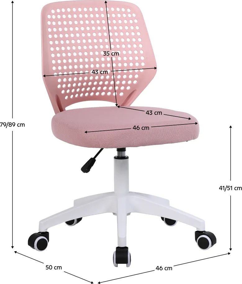 Dětská otočná židle FRIA - růžová síťovina