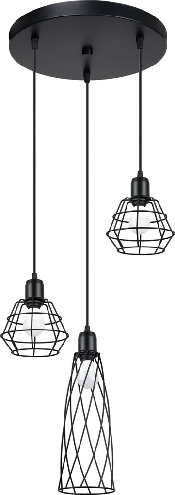 Sollux Lighting Závěsné svítidlo SUBA 3P černé