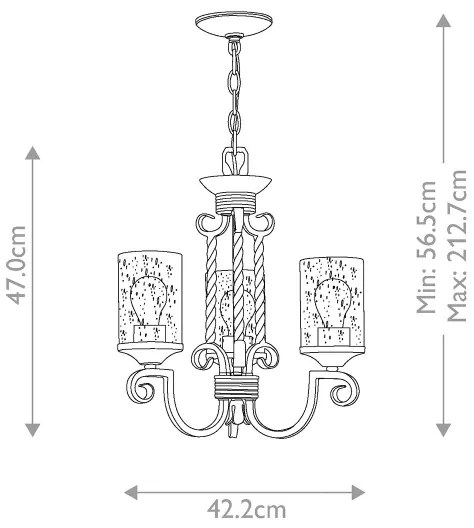 Hinkley HK-CASA3 - Lustr na řetězu CASA 3xE27/60W/230V